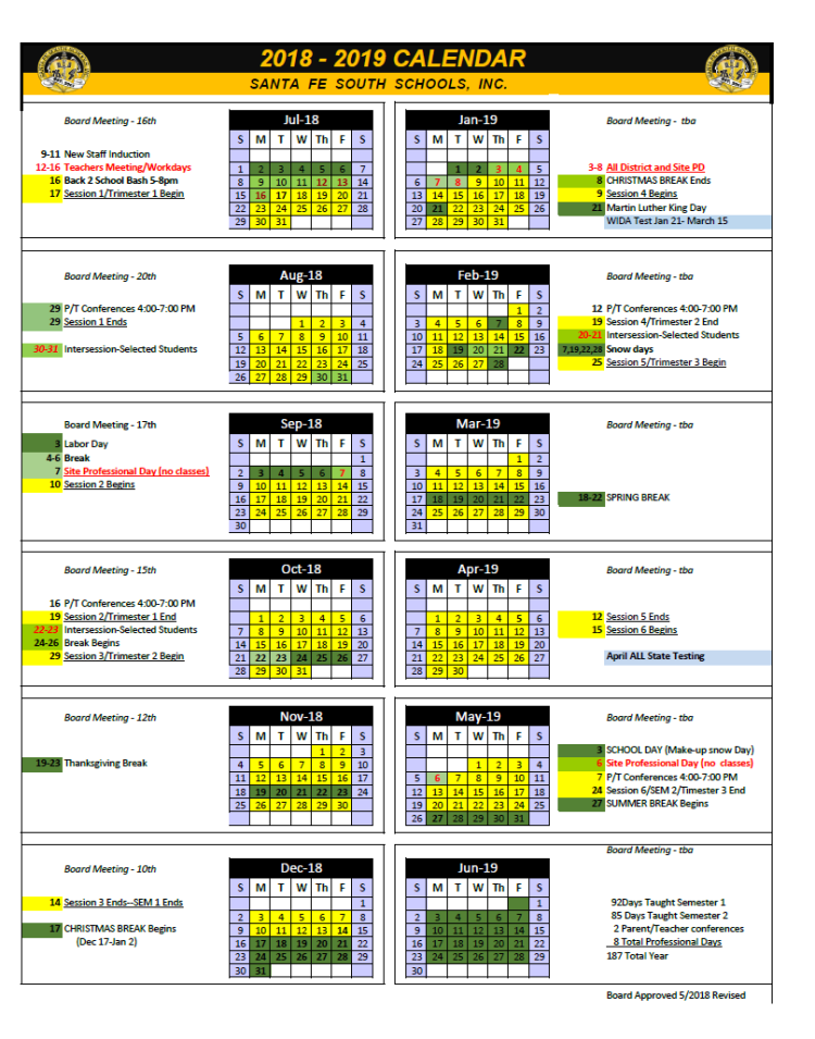 REvised calendar