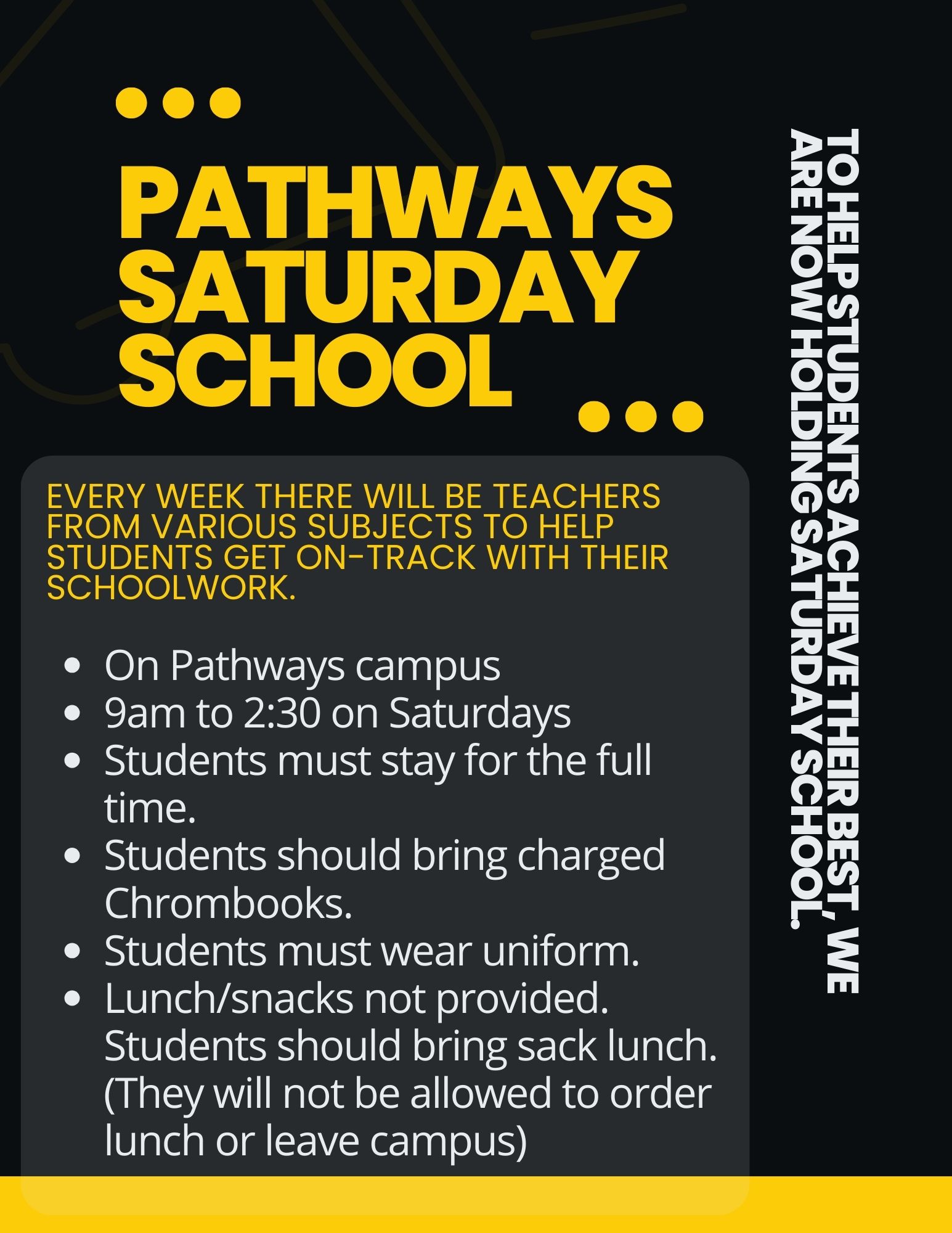 YOUR STUDENT HAS BEEN ASSIGNED SATURDAY SCHOOL 11-04-2023